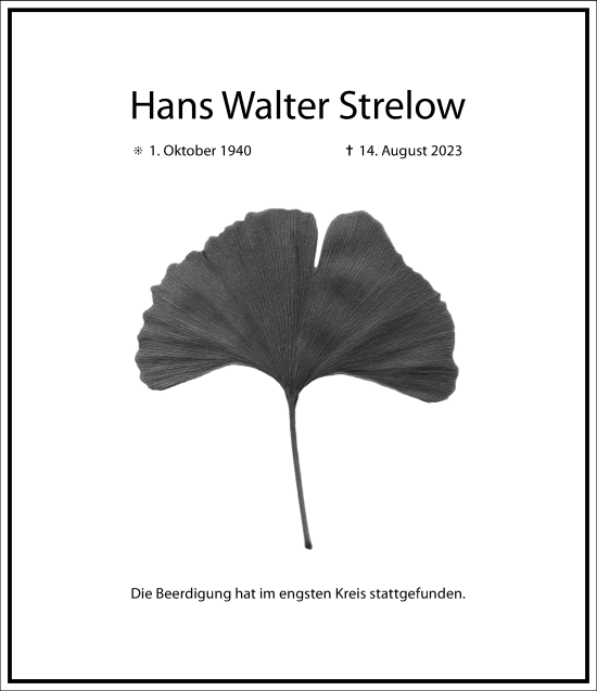 Traueranzeigen von Hans Strelow | Frankfurter Allgemeine Lebenswege