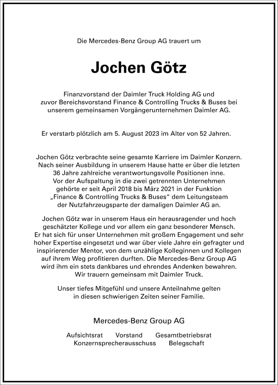 Traueranzeigen von Jochen Götz | Frankfurter Allgemeine Lebenswege